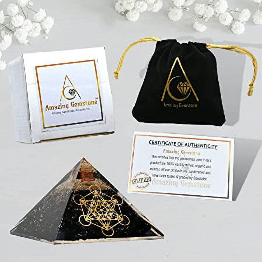 Shungite Crystal Orgone Pyramid, Organite Pyramid Metatron Cube ...