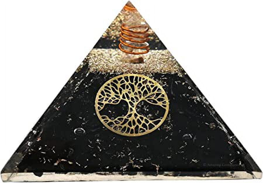 Shungite Crystal Orgone Pyramid, Organite Pyramid Small Tree of Life ...