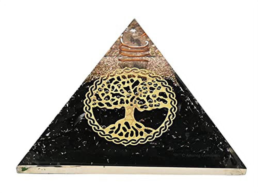 Shungite Crystal Orgone Pyramid, Organite Pyramid Vintage Tree of Life ...