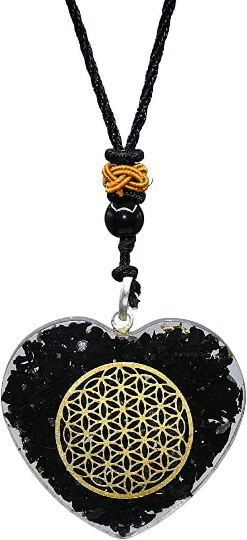Shungite Organite Necklace Heart, Flower of Life - Walmart.com