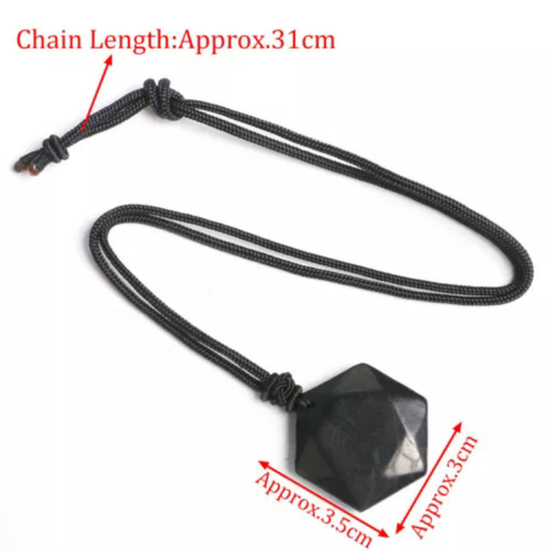 Shungite Stones Crystal Necklace Rope Pendant Reiki Healing Protection ...