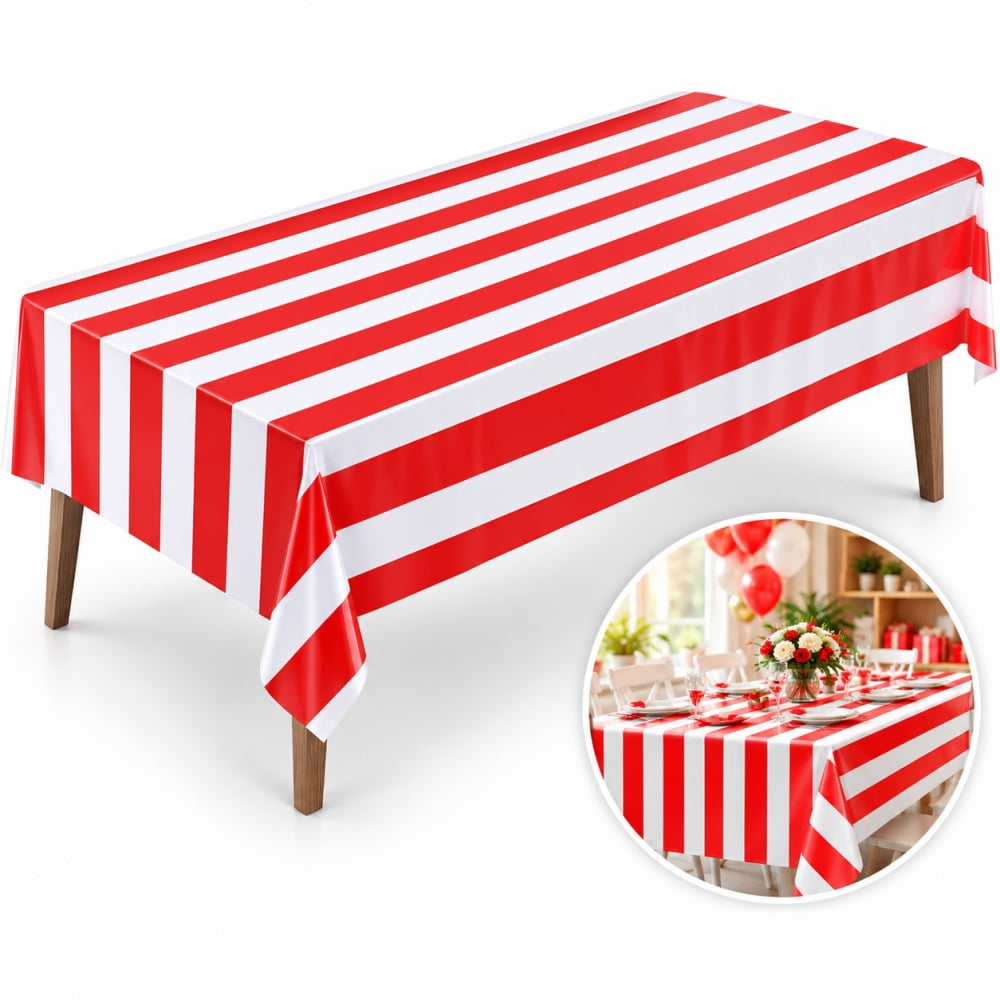 Shunshunfu Plastic Horizontal Striped Table Cloth, 54×107.8 inch ...