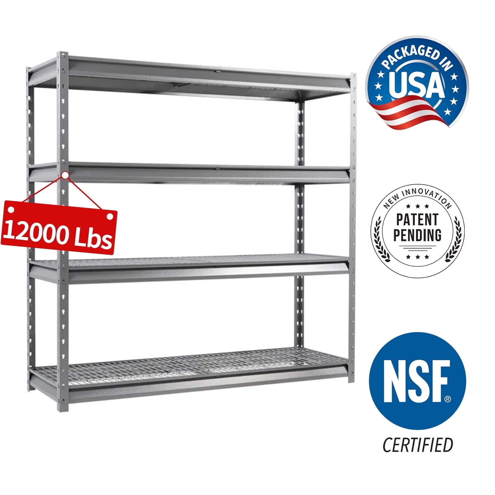 Shuntong The Atlas 12000LBS Garage Storage Shelves, 72"W Heavy Duty ...