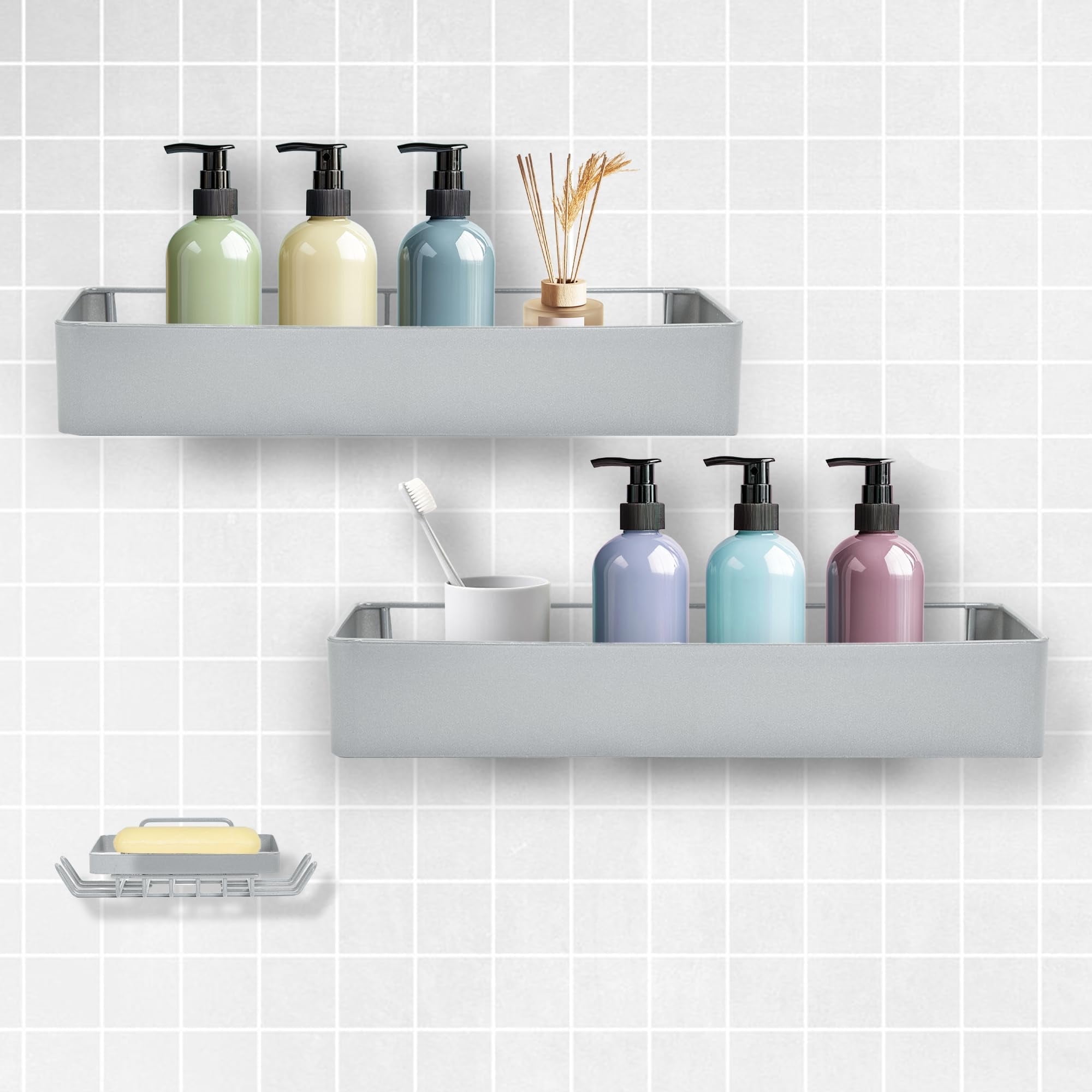 Shuntong Premium Shower Caddy, Adhesive Bathroom Shower Organizer and ...