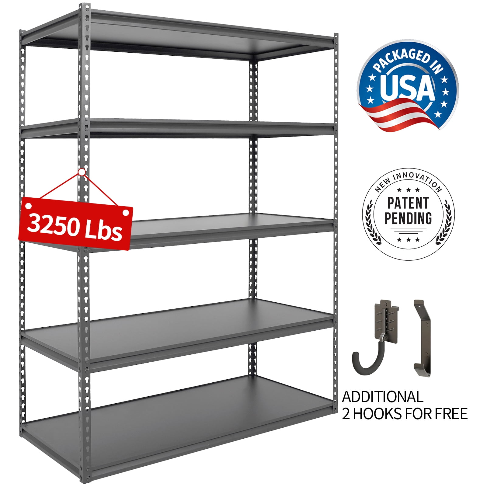 Shuntong The Atlas 48”W x 24”W x 72”H Heavy Duty Storage Shelves Load ...