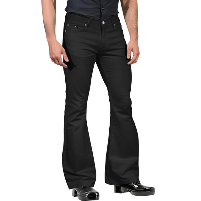 Shunvnny Men's Retro Flare Pants 70s Vintage Bell Bottom Pants Stretch Fit Classic Bootcut ...