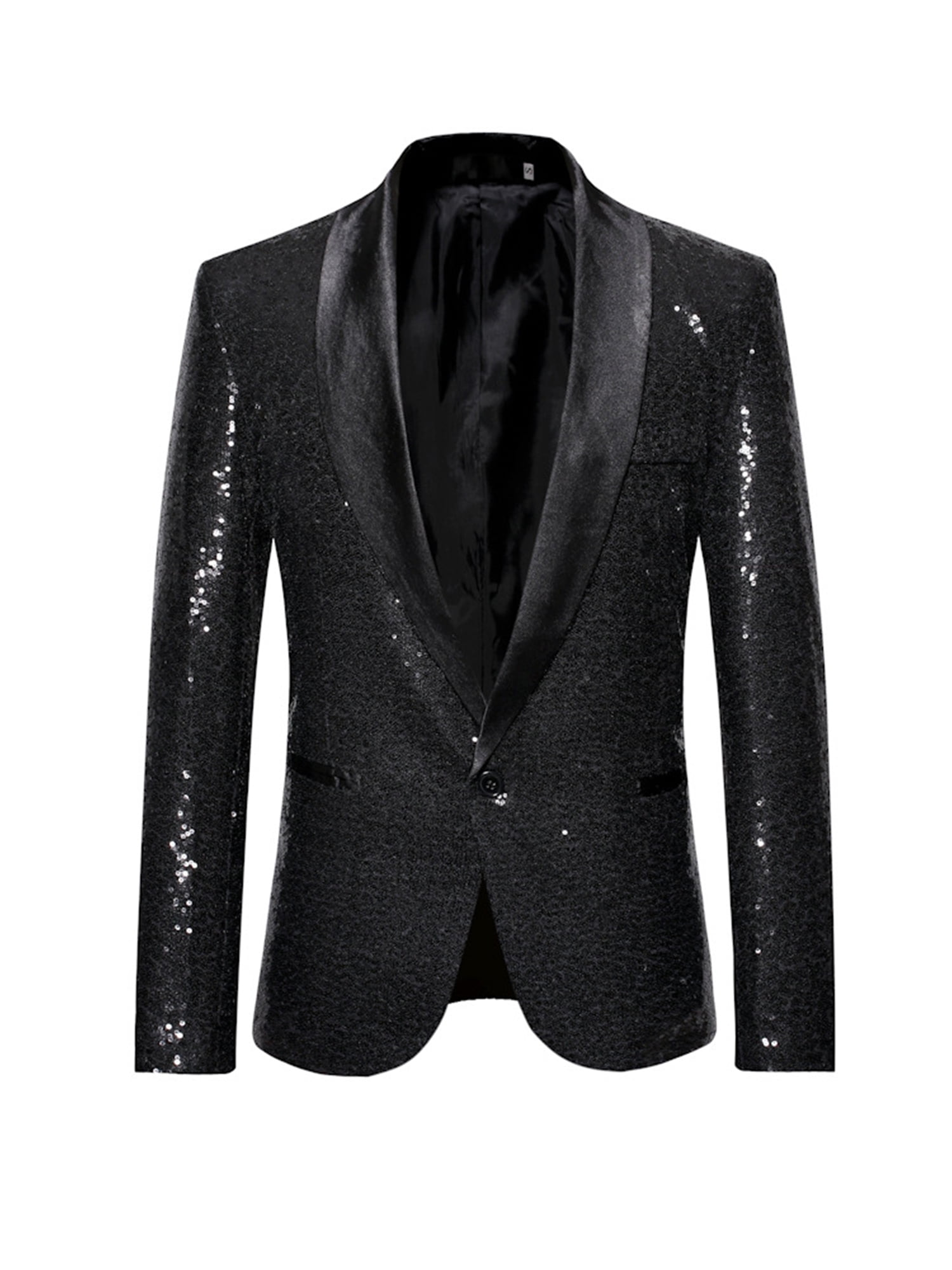 Shunvnny Men's Shiny Sequin Blazer, One Button Tuxedo Suit Jacket for ...