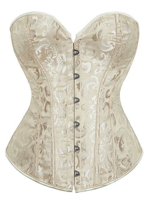 Sayfut Womens Vintage Jacquard With Pattern Lace Boned Underbust
