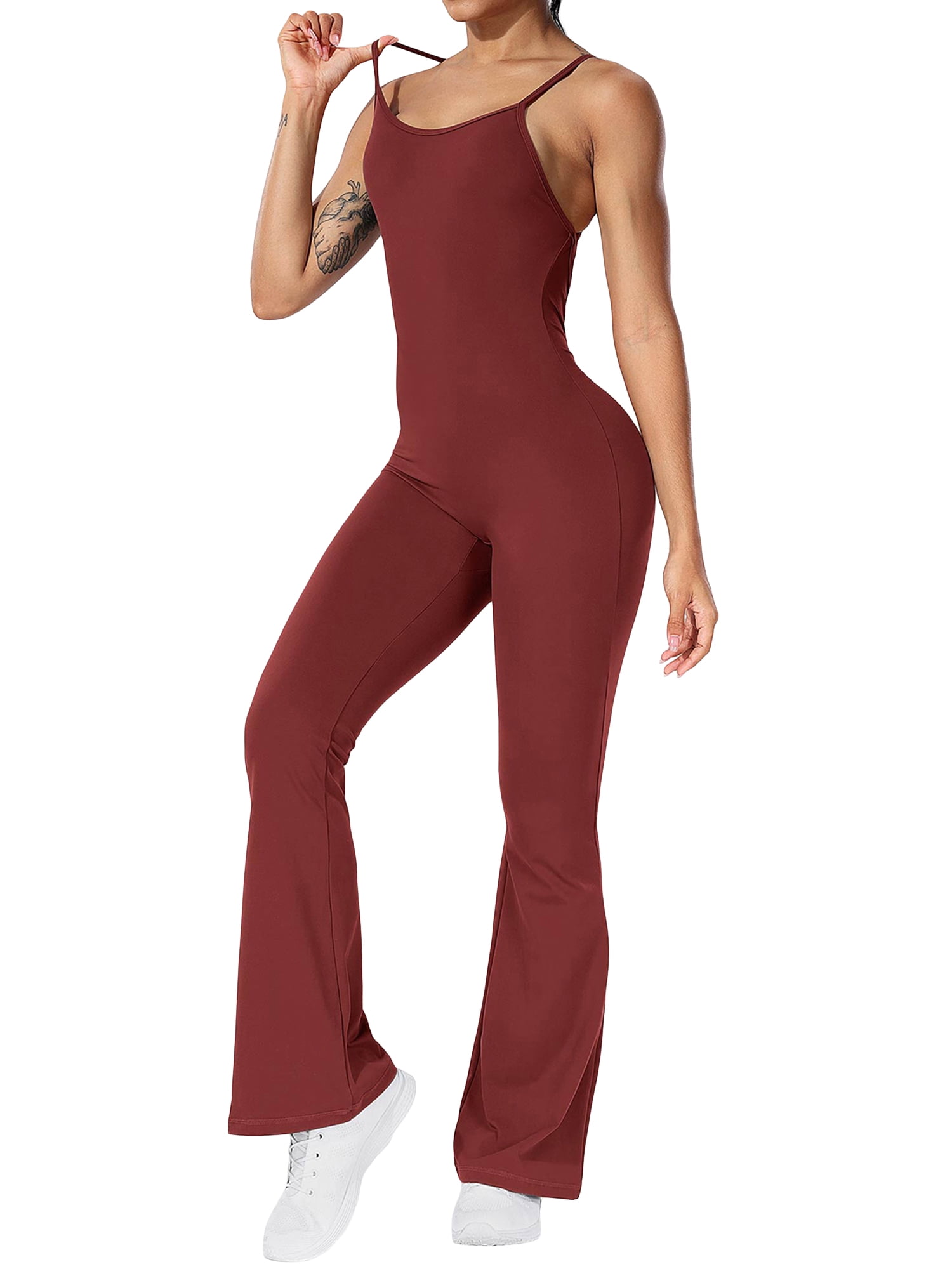 Shunvnny Women's Ribbed Yoga Jumpsuits One Piece Tank Tops Sleeveless ...