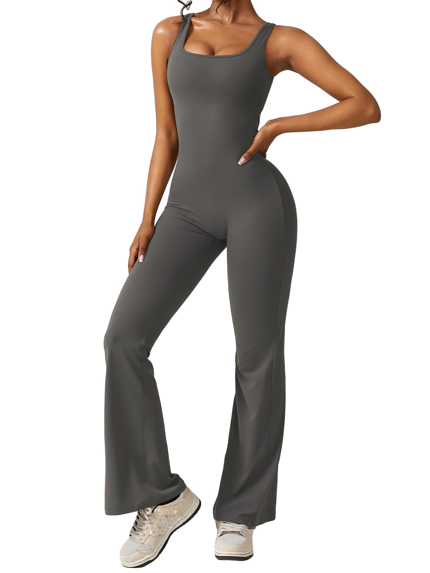 Shunvnny Womens Yoga Jumpsuits Ribbed One Piece Tank Tops Rompers