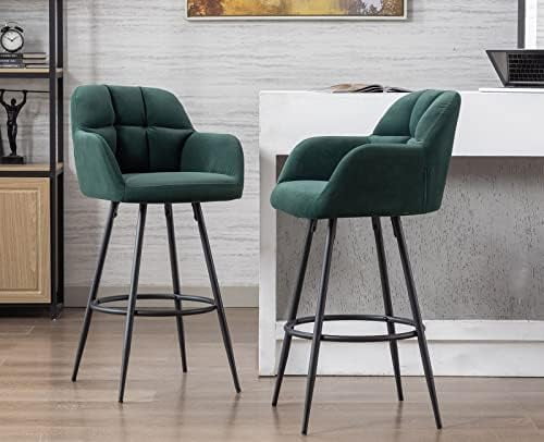 Shunzhi 30 inches Bar Stools Set of 2, Mid- Velvet Counter Stools with ...