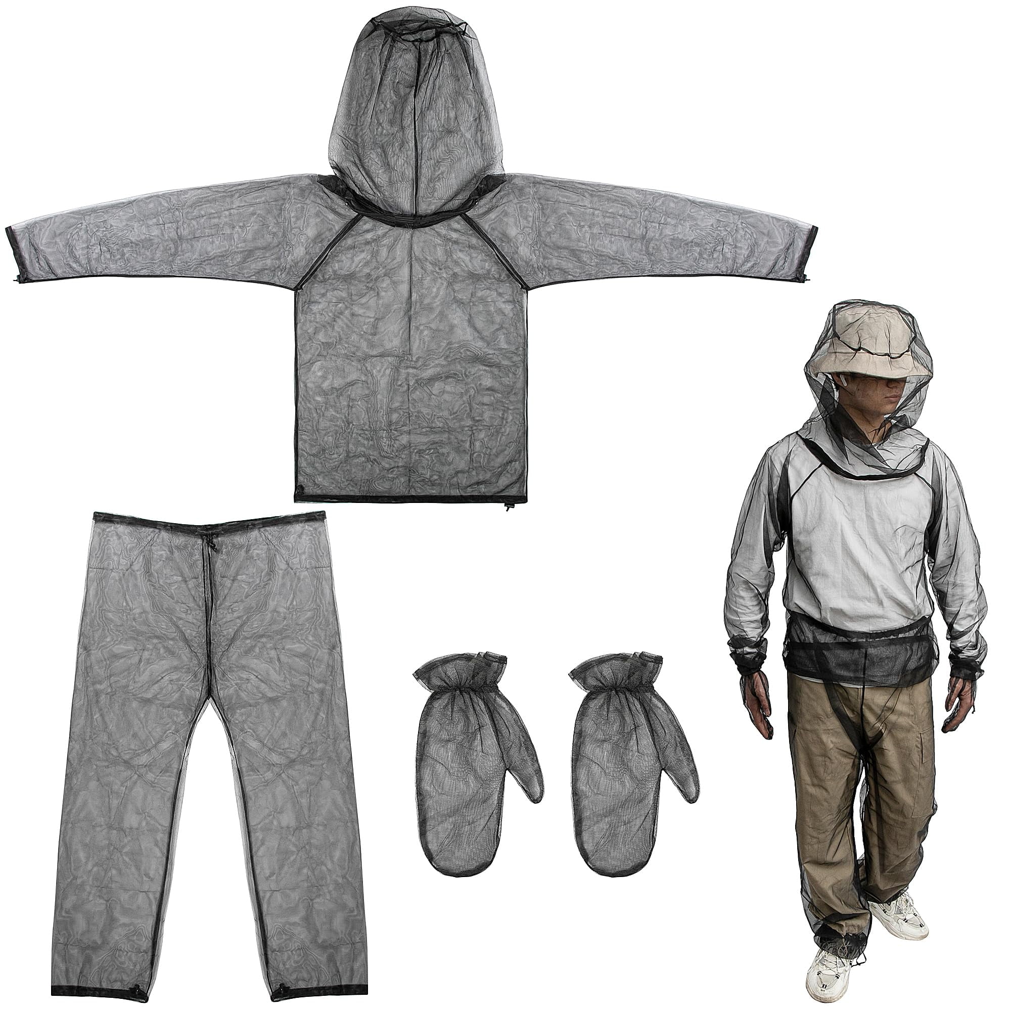 Shupakul 4 Pcs Mosquito Suit for Adult-Full Body Mosquito Net Suit ...