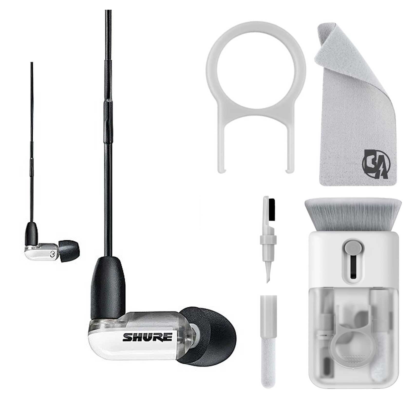 Shure AONIC 3 Sound Isolating Earphones in White With Cleaning kit Bolt ...