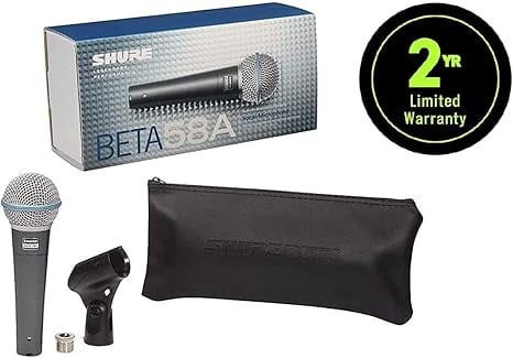 Shure BETA 58A Vocal Microphone - Single Element Supercardioid Dynamic Mic for Stage and Studio ...