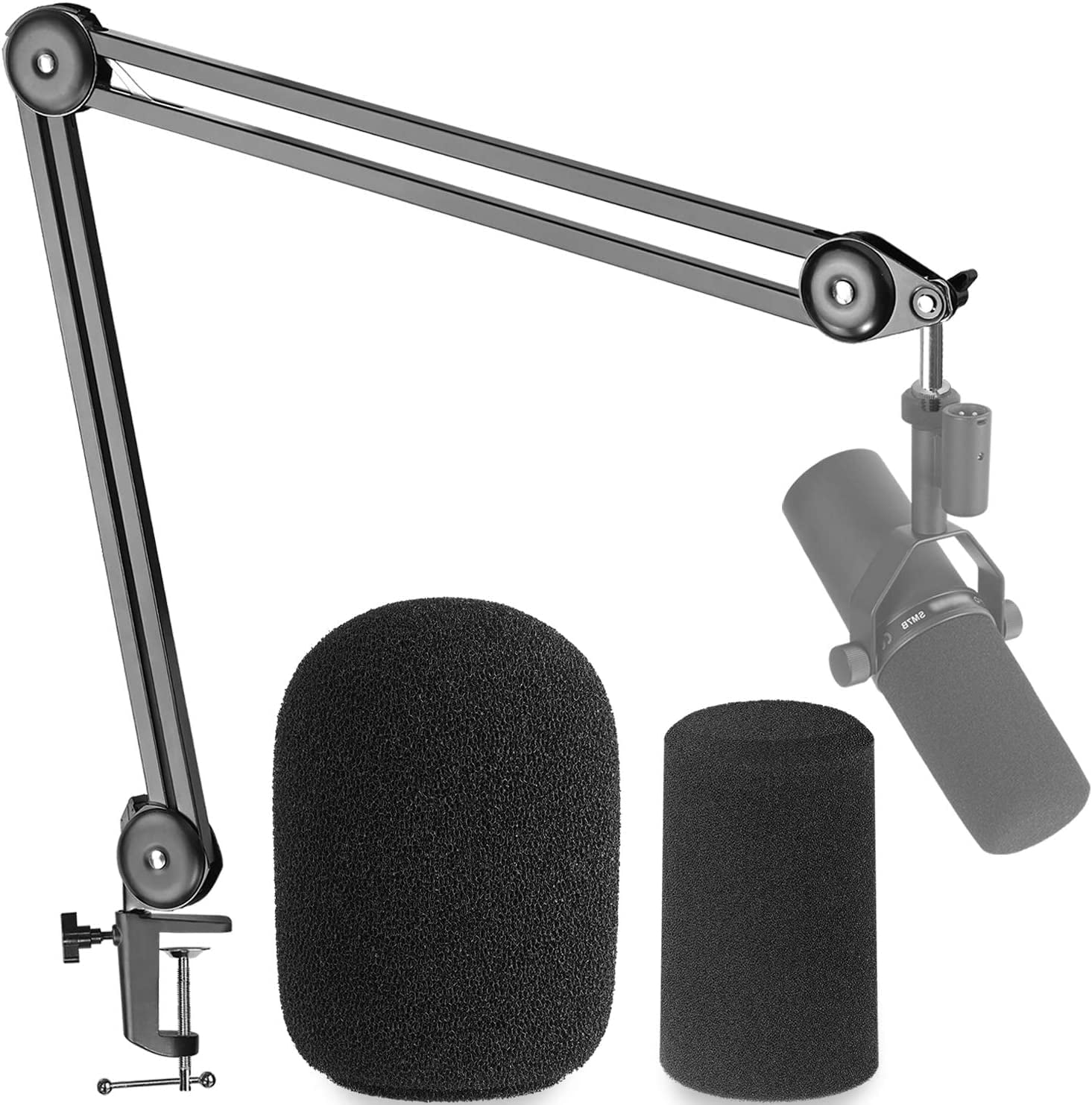 Shure SM7B Boom Arm with Pop Filter - Suspension Boom Scissor Arm Stand ...