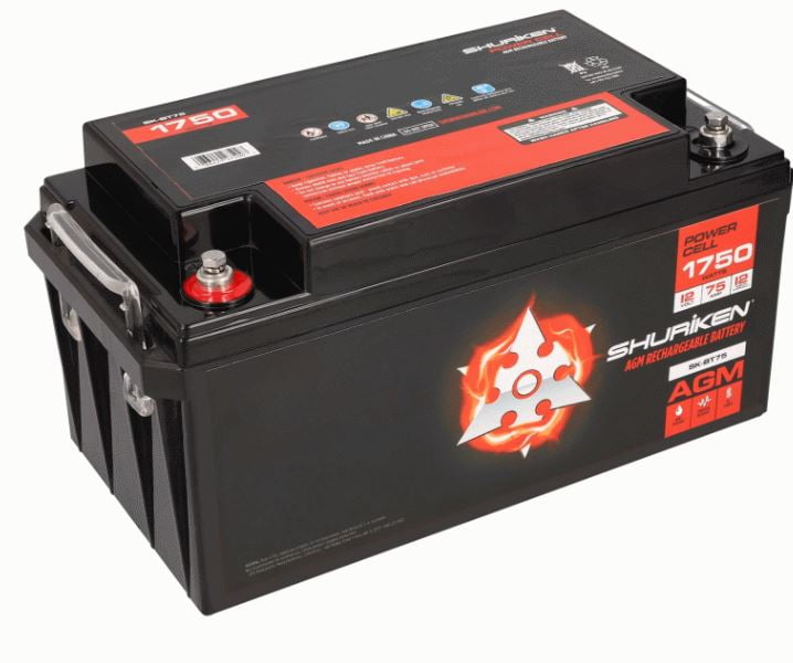 Shuriken SK-BT75 Large Size AGM 12V Battery - 1750W - 75AMP - Walmart.com