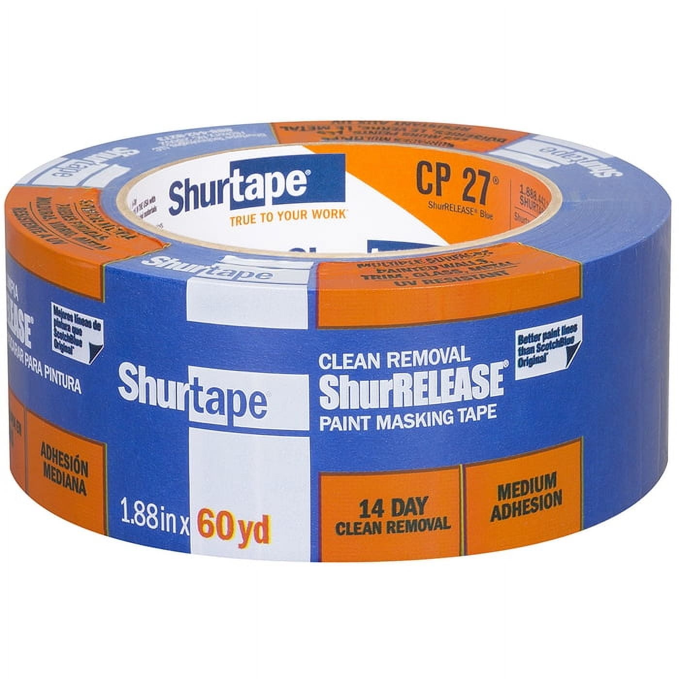 Shurtape Masking Tape,1 7/8" W,60 yd L,Blue CP 27 - Walmart.com