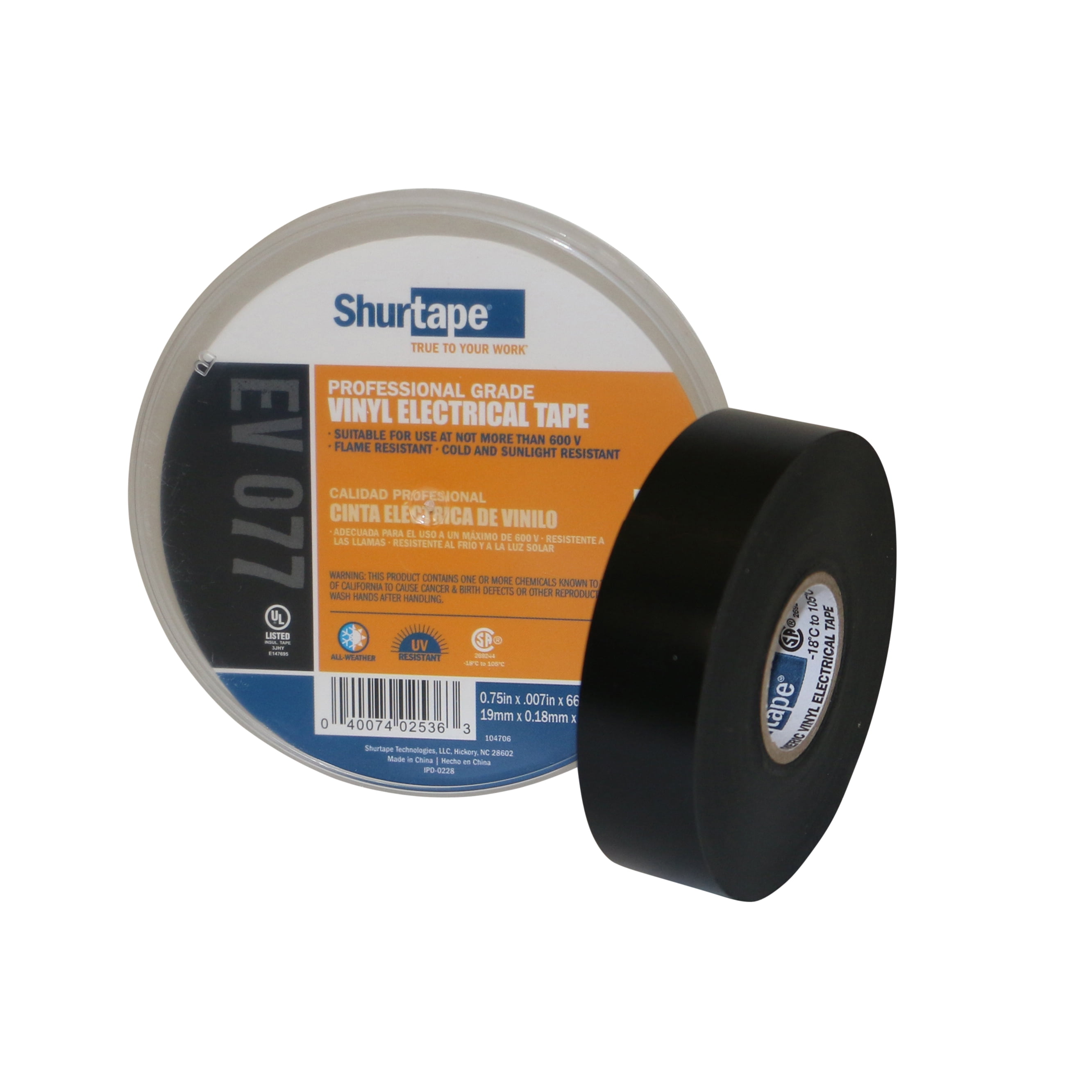 Shurtape Professional-Grade Electrical Tape [UL-Listed] (EV-077): 3/4 ...