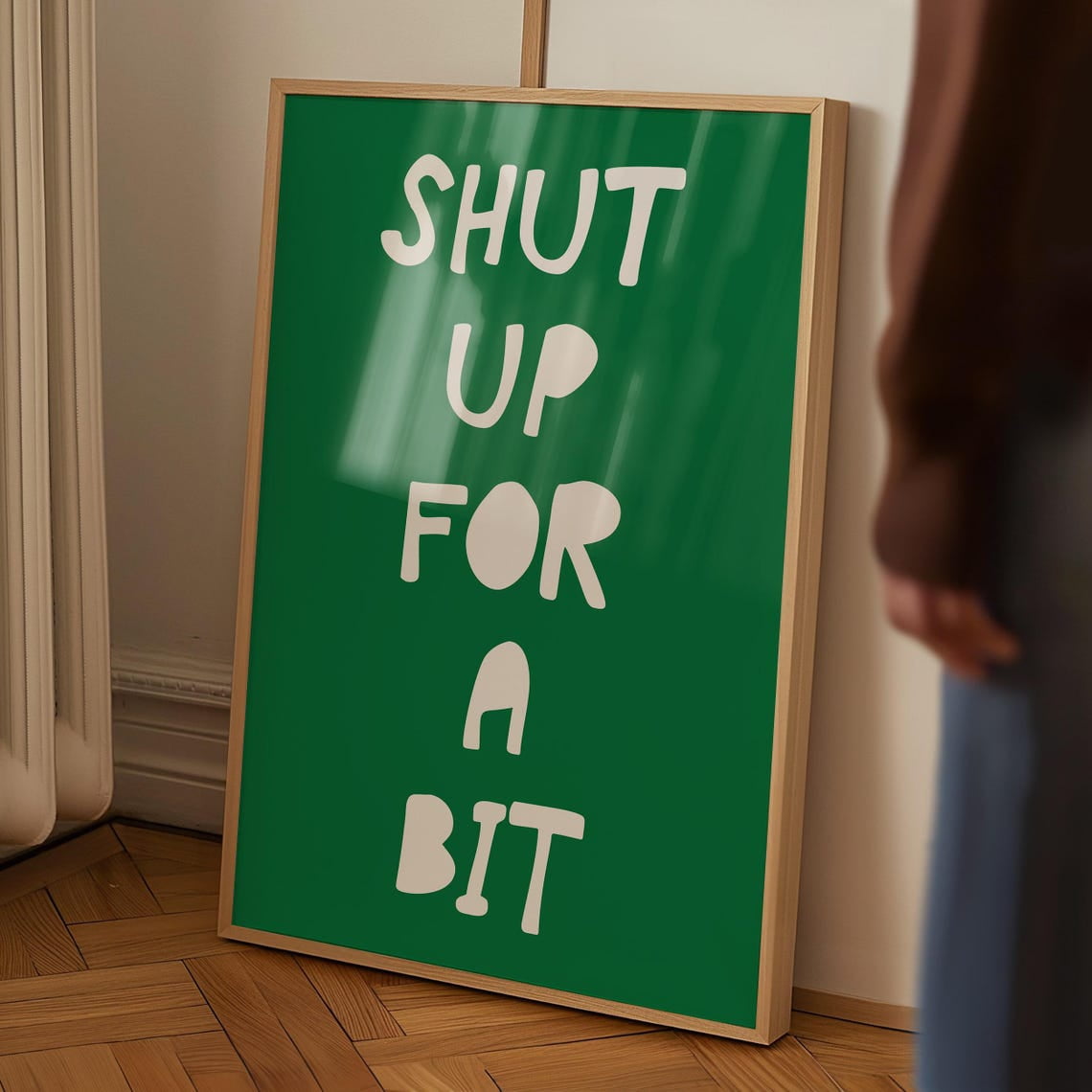 Shut Up For A Bit Print Funny Quote Wall Art Trendy Green Decor ...