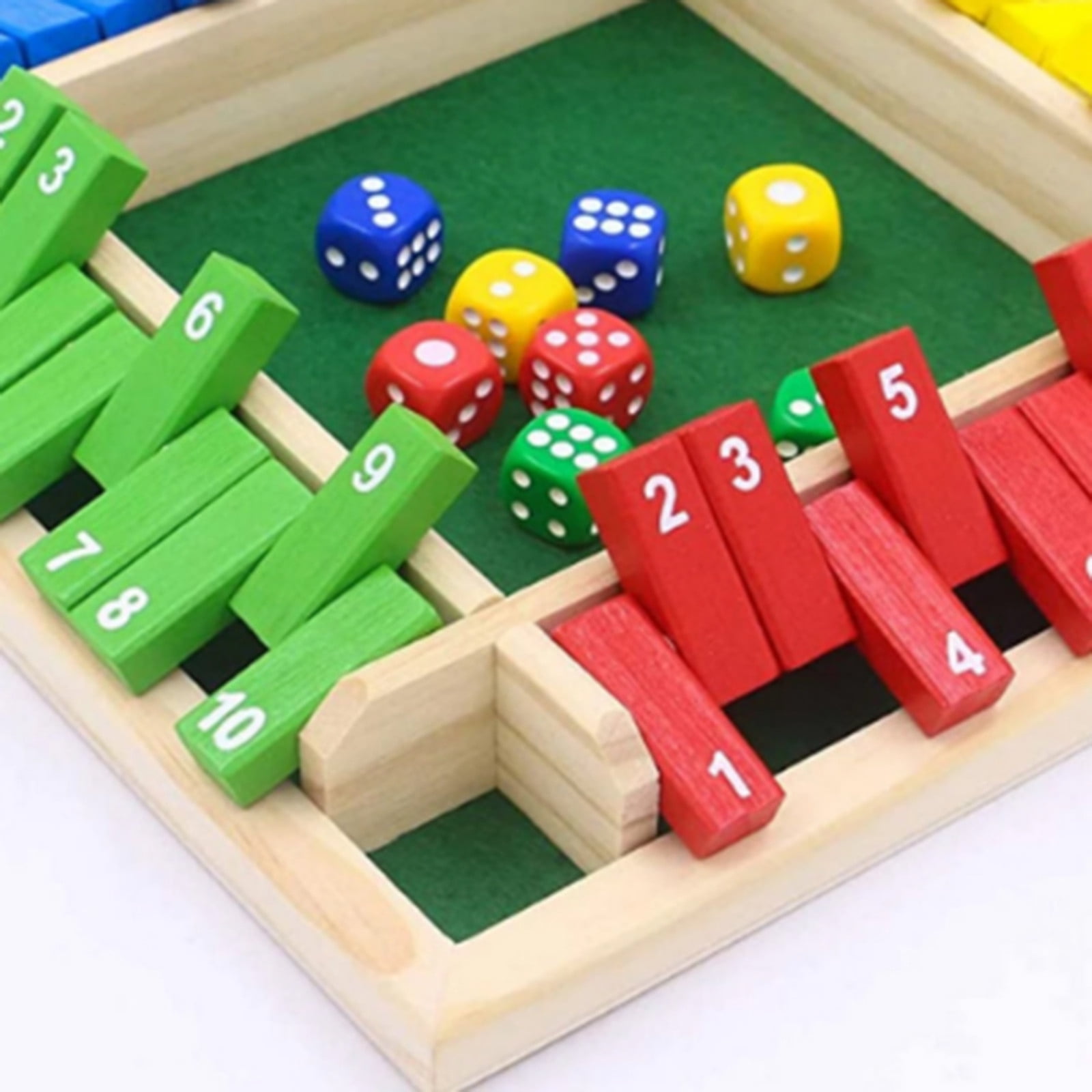 Shut The Box Classics Tabletop Wooden Dice Game – 4 Sided Board Game ...
