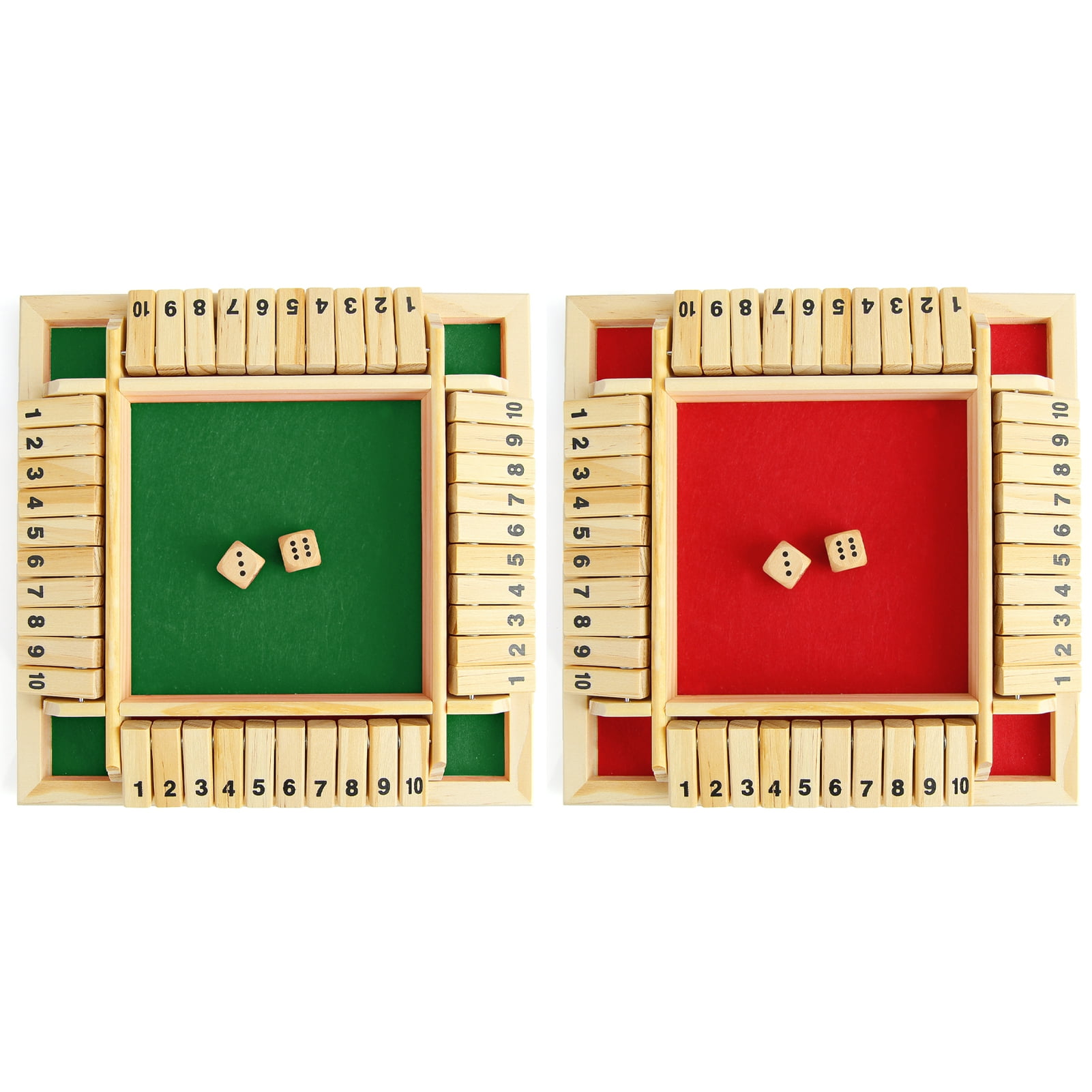 Shut the Box Game 4 Player Wooden Dice Game – Traditional Bar Game with ...