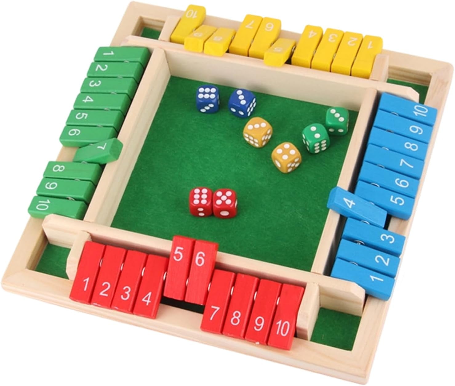 Shut The Box Game with 8 Dices, Family Wooden Board Table Math Games ...