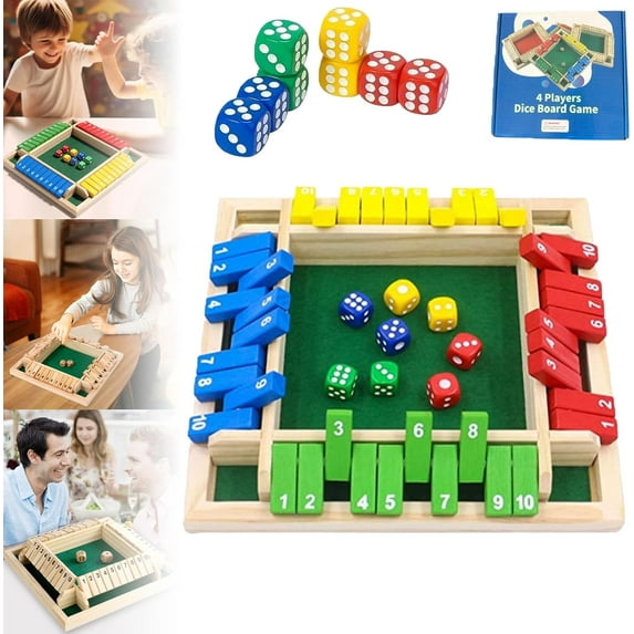 Shut The Box Game, Shut The Box-Wooden Dice Board Game, Four-Sided Flip ...