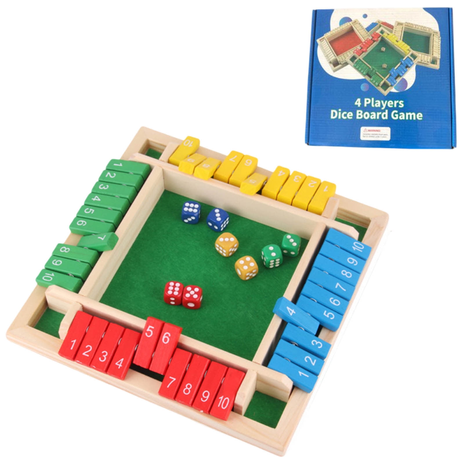 Shut The Box game Wooden Dice Game for 4 Players - Family Pub Math ...