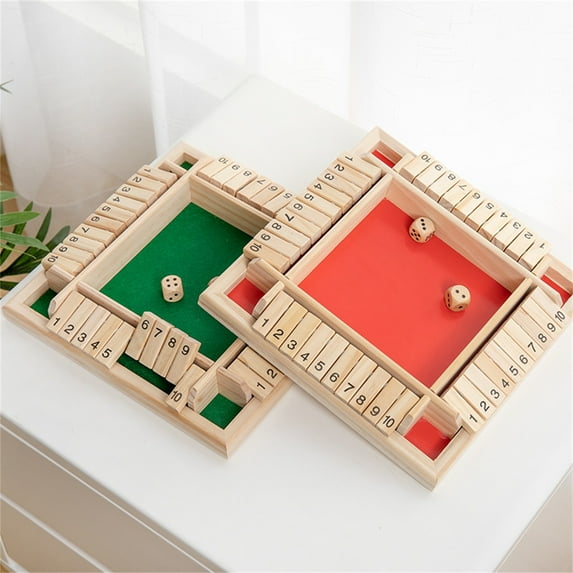 Shut The Box Dice Game for 2-4 Players, Family Wooden Board Table Math ...