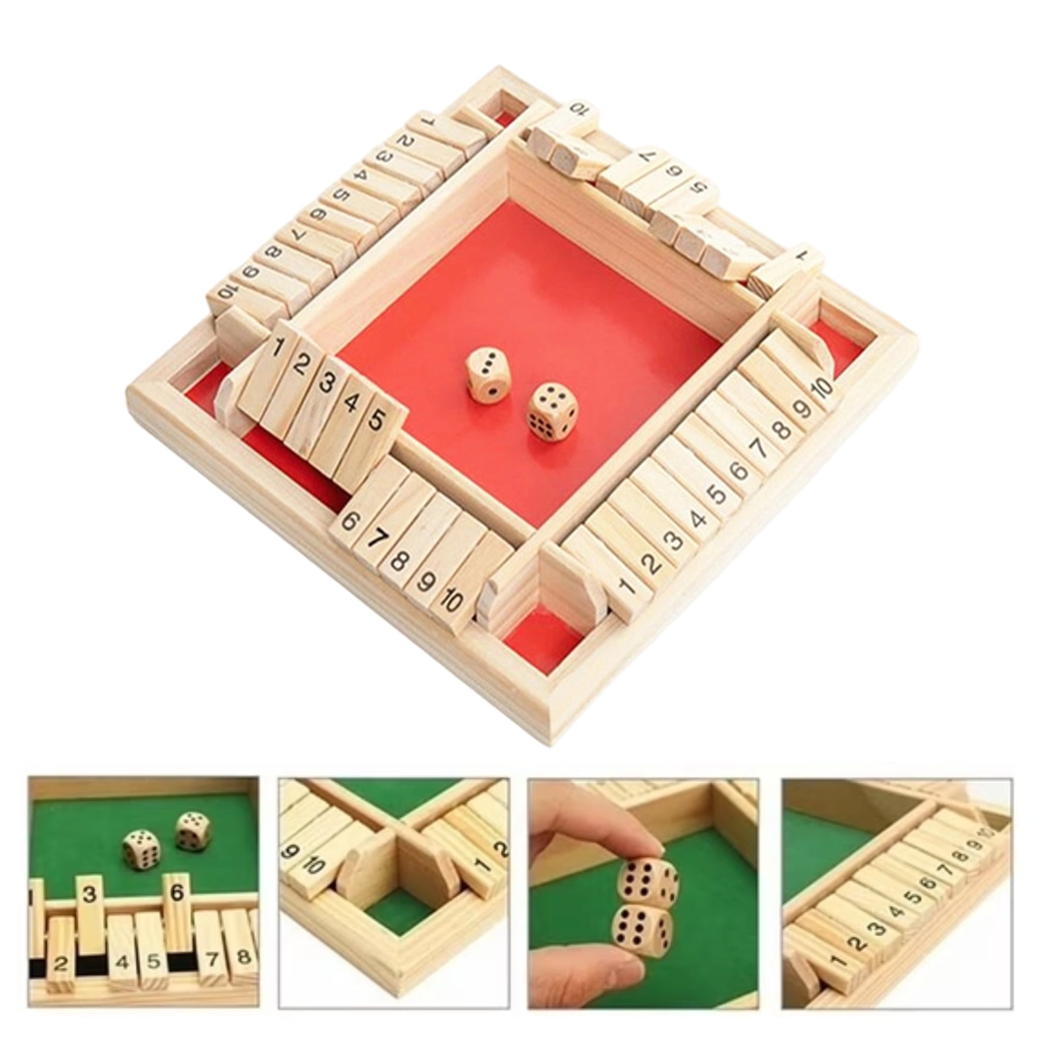1-4 Players Shut The Box Dice Game,10 Numbers Traditional Wooden Pub ...