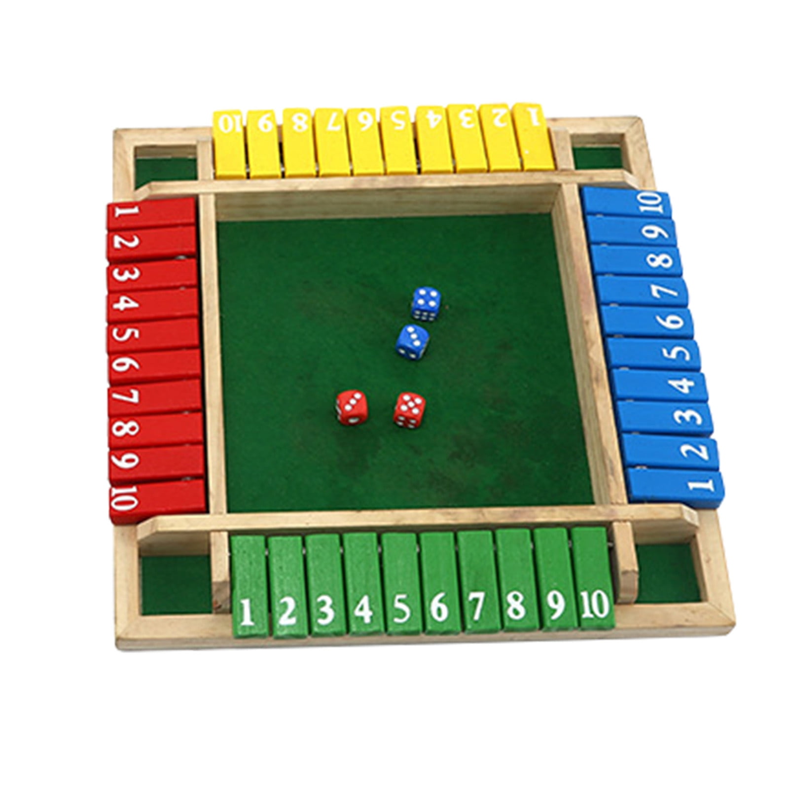 Shut The Box Game Large for 4 Players, 15 inch Wooden Board Table Math ...