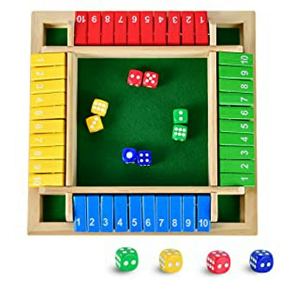 Shut The Box Game Large for 4 Players, 15 inch Wooden Board Table Math ...
