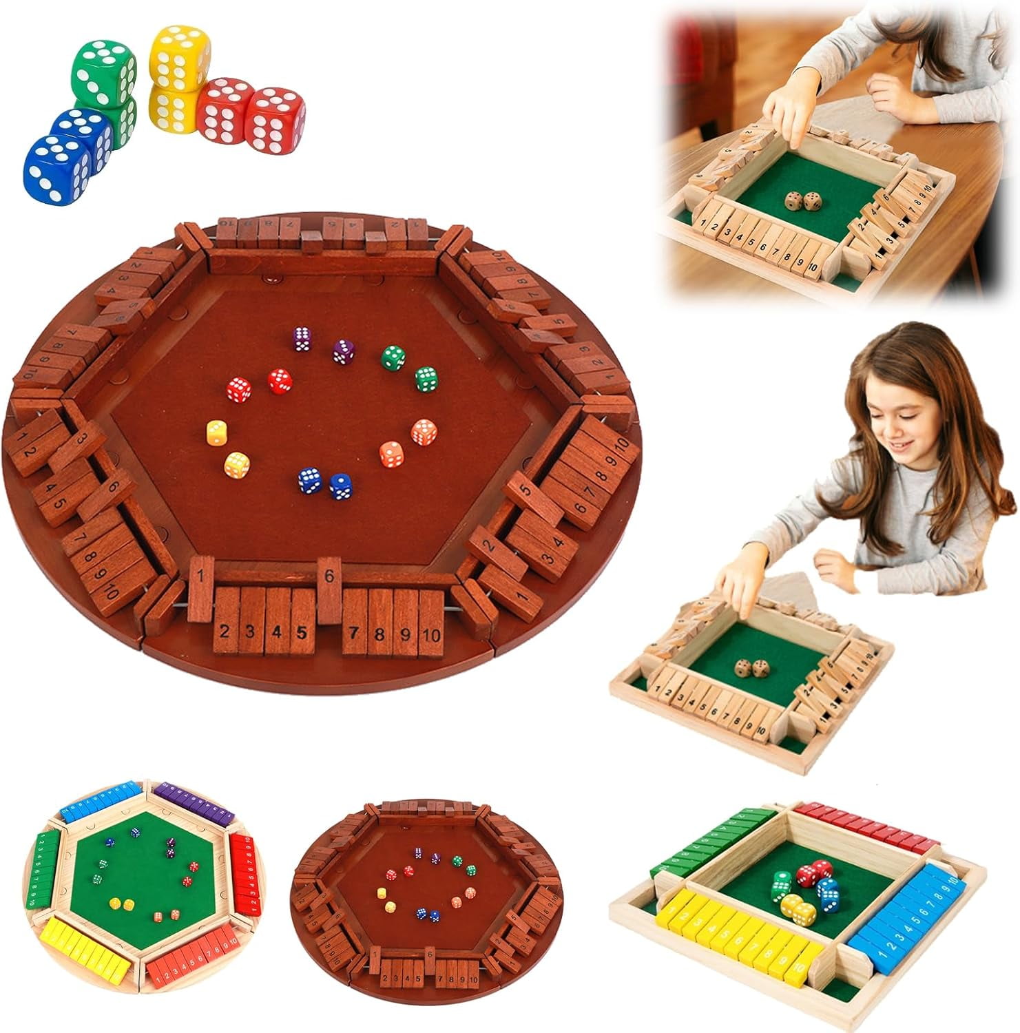 Shut The Box Game, Shut The Box Game Wooden, Four-Sided Flip Card Game ...