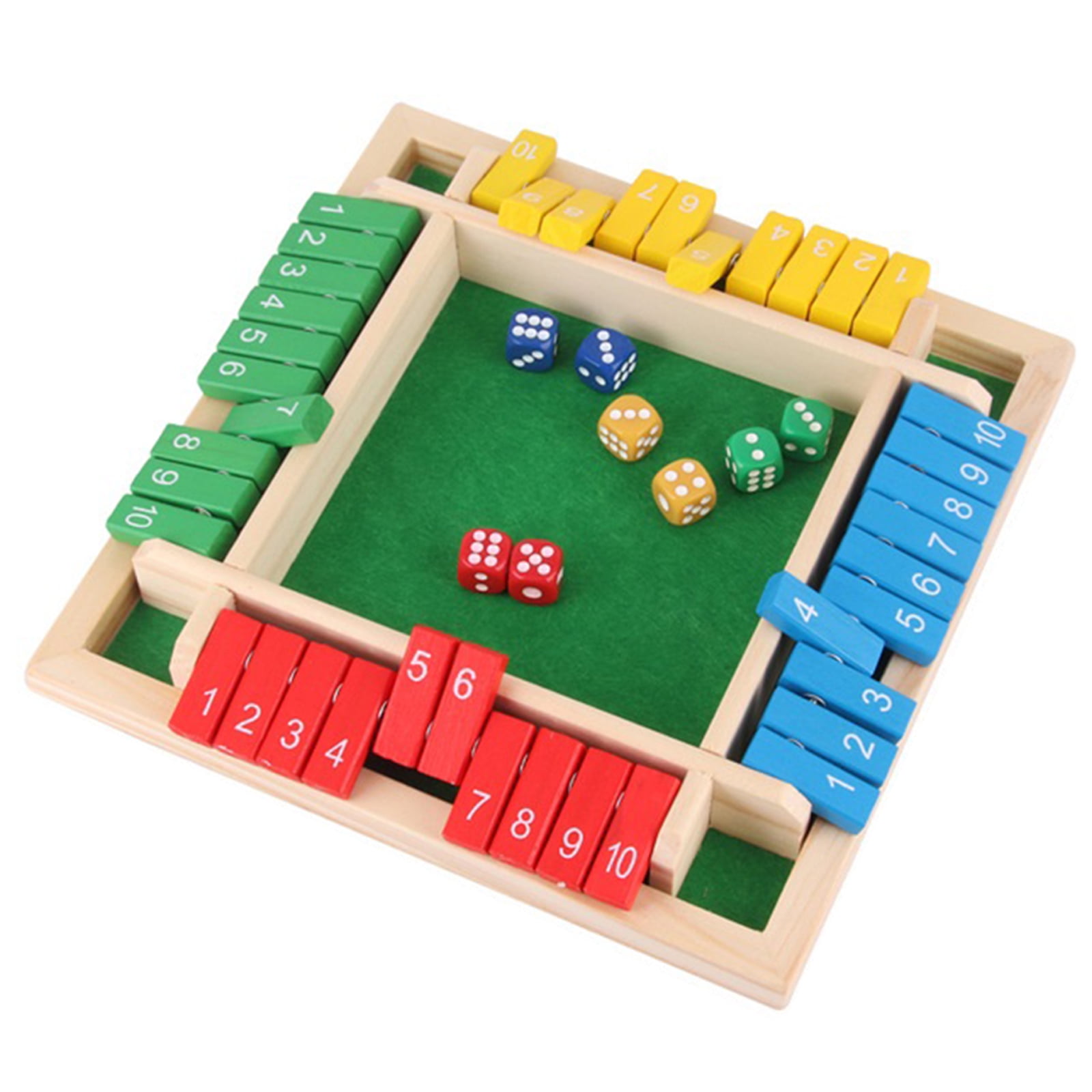 Shut The Box Game, Wooden Dice Board Game, 2-4 Player Family Wooden ...