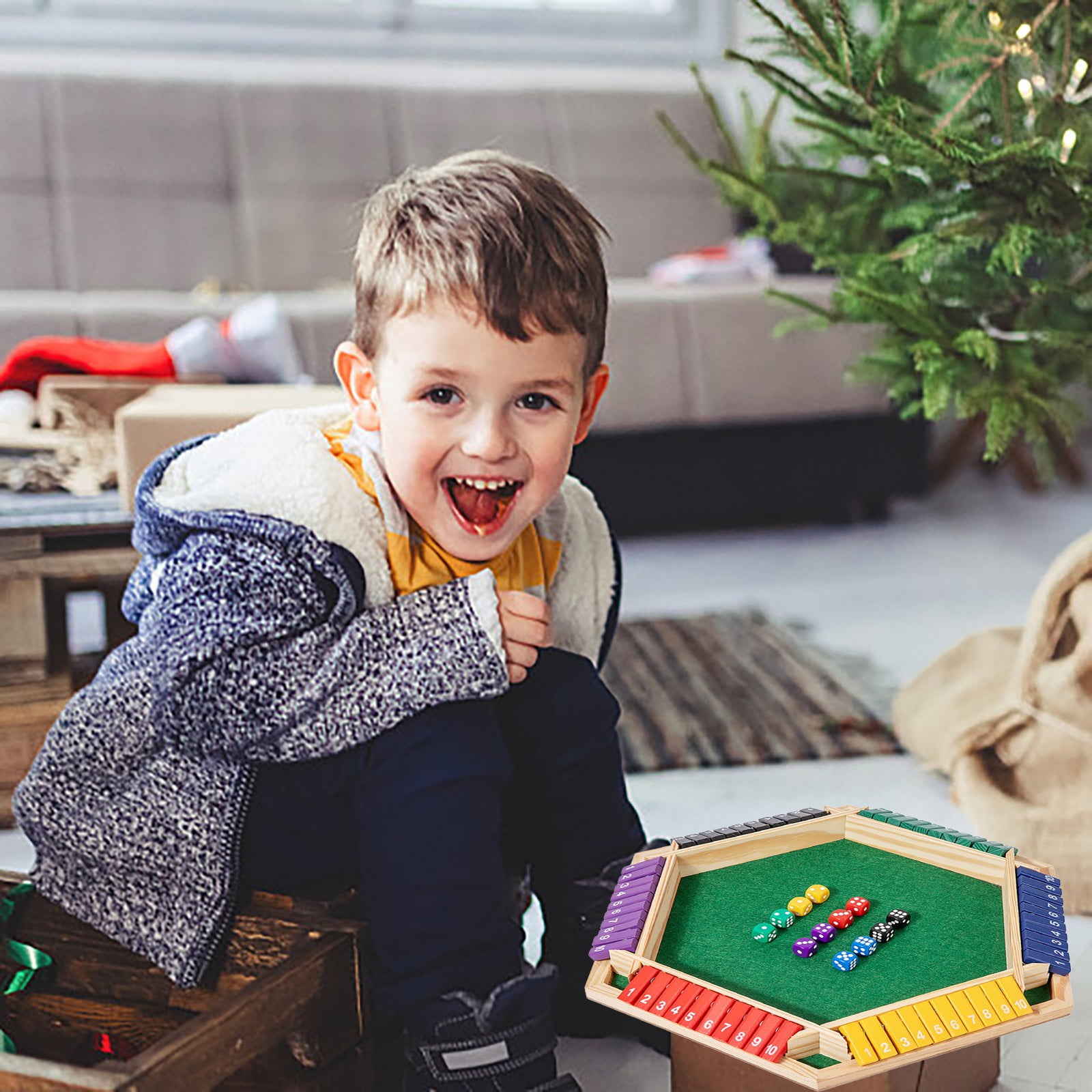 Shut The Box Game for 6 Player colorful 6 Sided Wooden Board Math ...