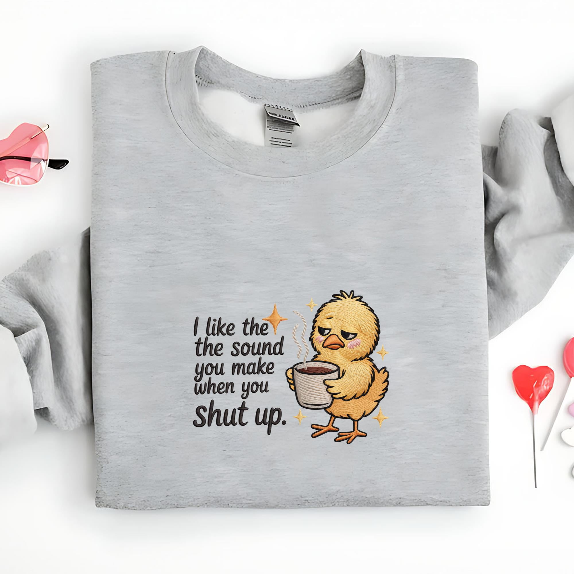 Shut Up Chick Embroidery Design, Funny Coffee Bird Quote Stitch Pattern ...