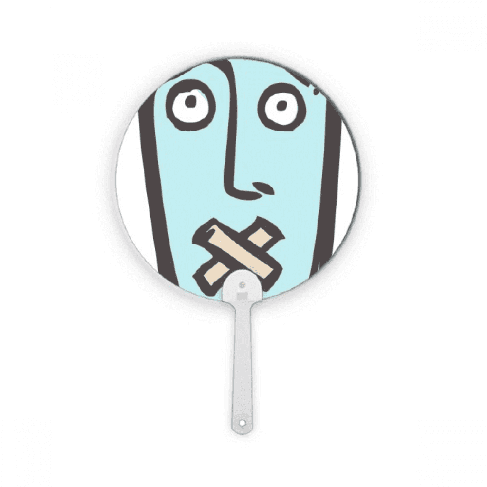 Shut Up Face Sketch No Plastic Round Handheld Fan Decorations Craft ...
