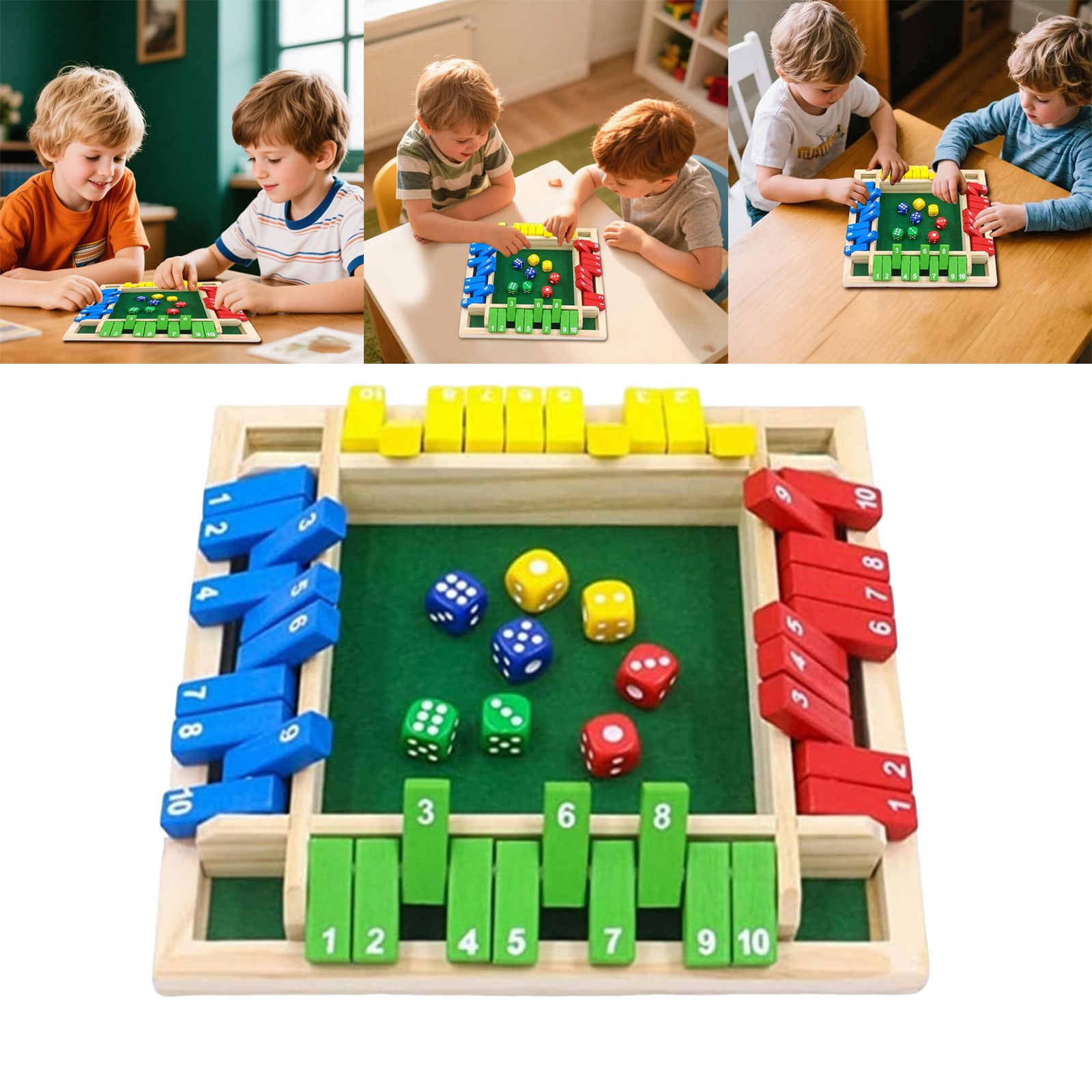 Shut the Box Game 4 Player 4-Sides Flipping Maths Games with 8 Dice 2 ...