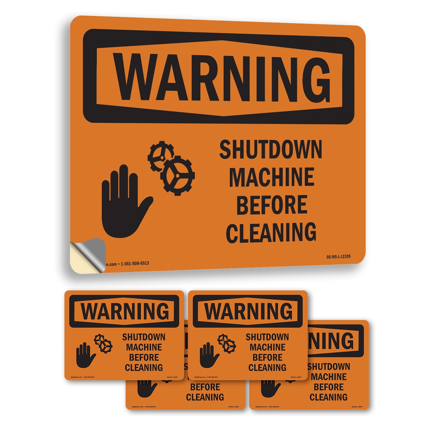 Shutdown Machine Before Cleaning With Symbol OSHA WARNING Vinyl Decal ...