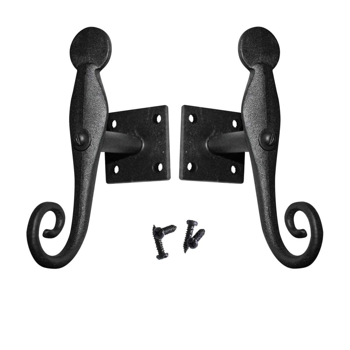 Shutter Dog Rat Tail Hand Forged Iron Black Rustproof Finish Pair Pack ...