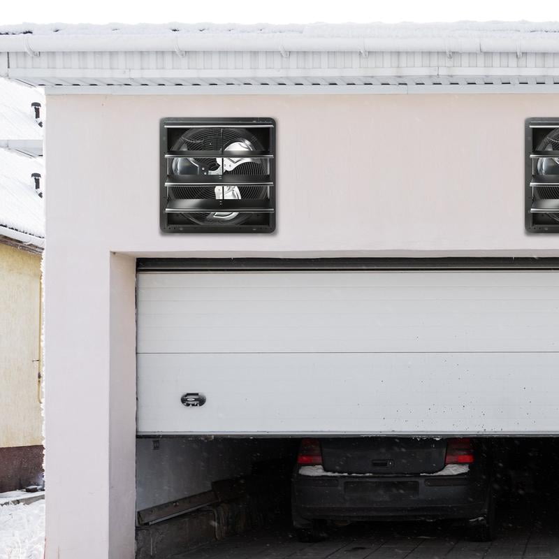 Shutter Exhaust Fan, 16'' with Temperature Humidity Controller, EC ...