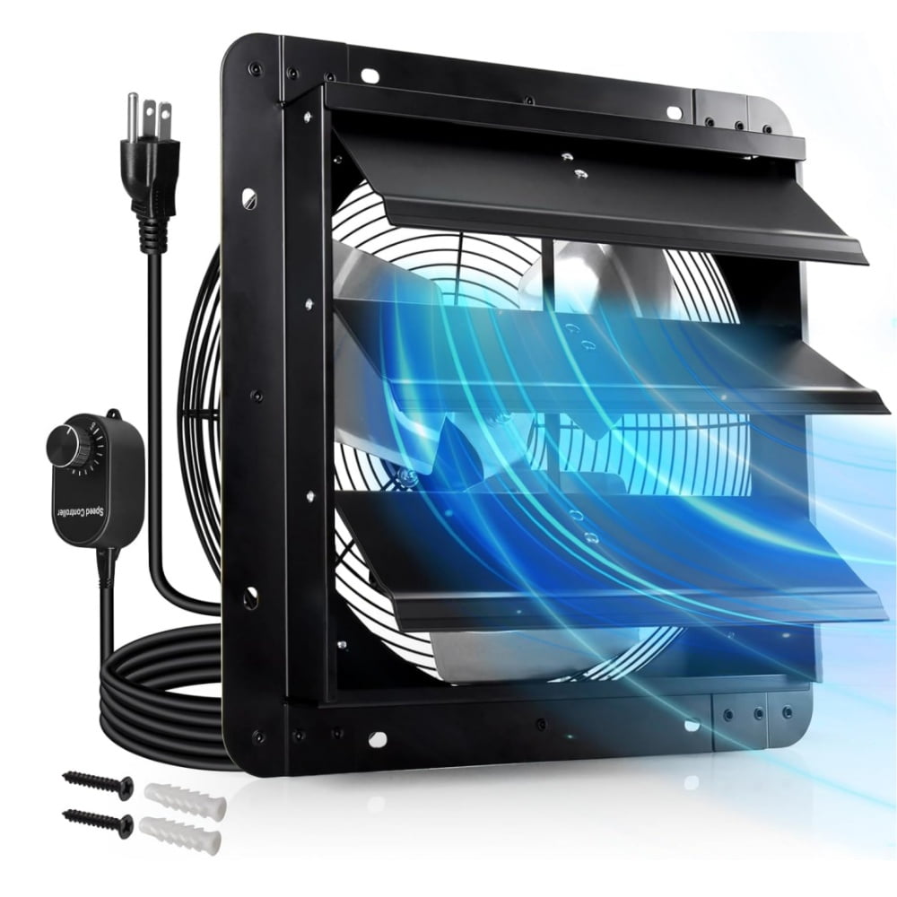 Shutter Exhaust Fan, Wall Mount Ventilation Fan w/Speed Controller ...