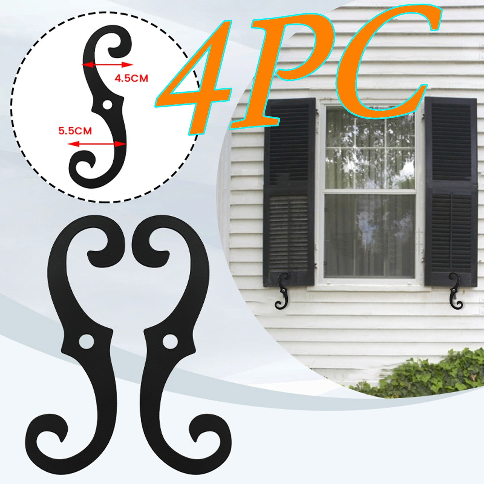 Shutter Fasteners Deals 4 Pc Black Shutter Dogs for Exterior Shutters ...