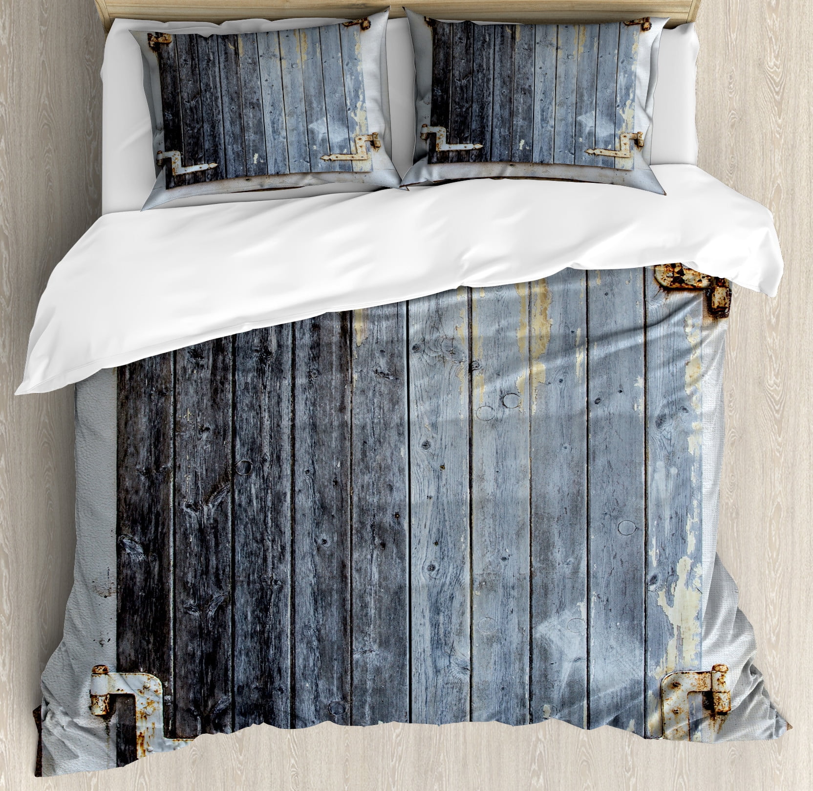 Shutters Duvet Cover Set, Wooden Window Shabby Paint Rusty Antique ...