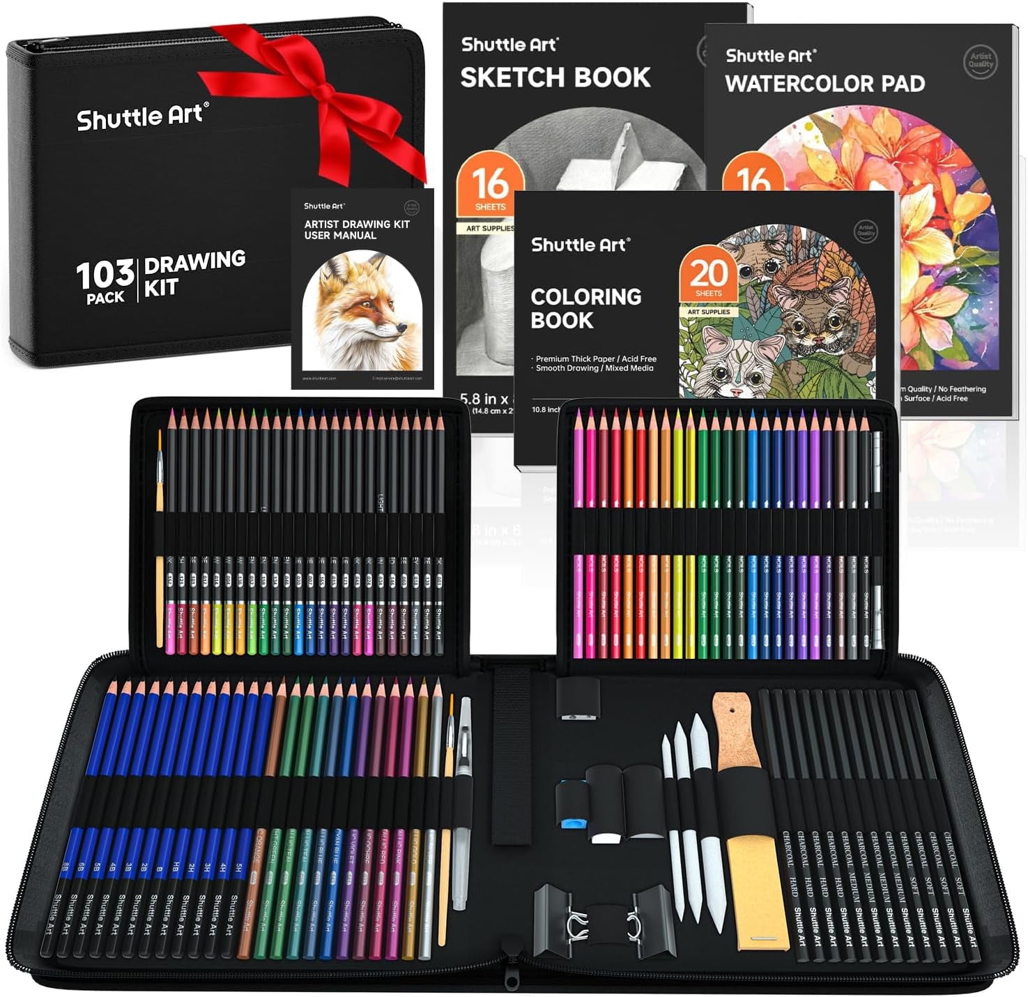 Shuttle Art 103 PCS Drawing Kit, Professional Drawing Supplies with ...