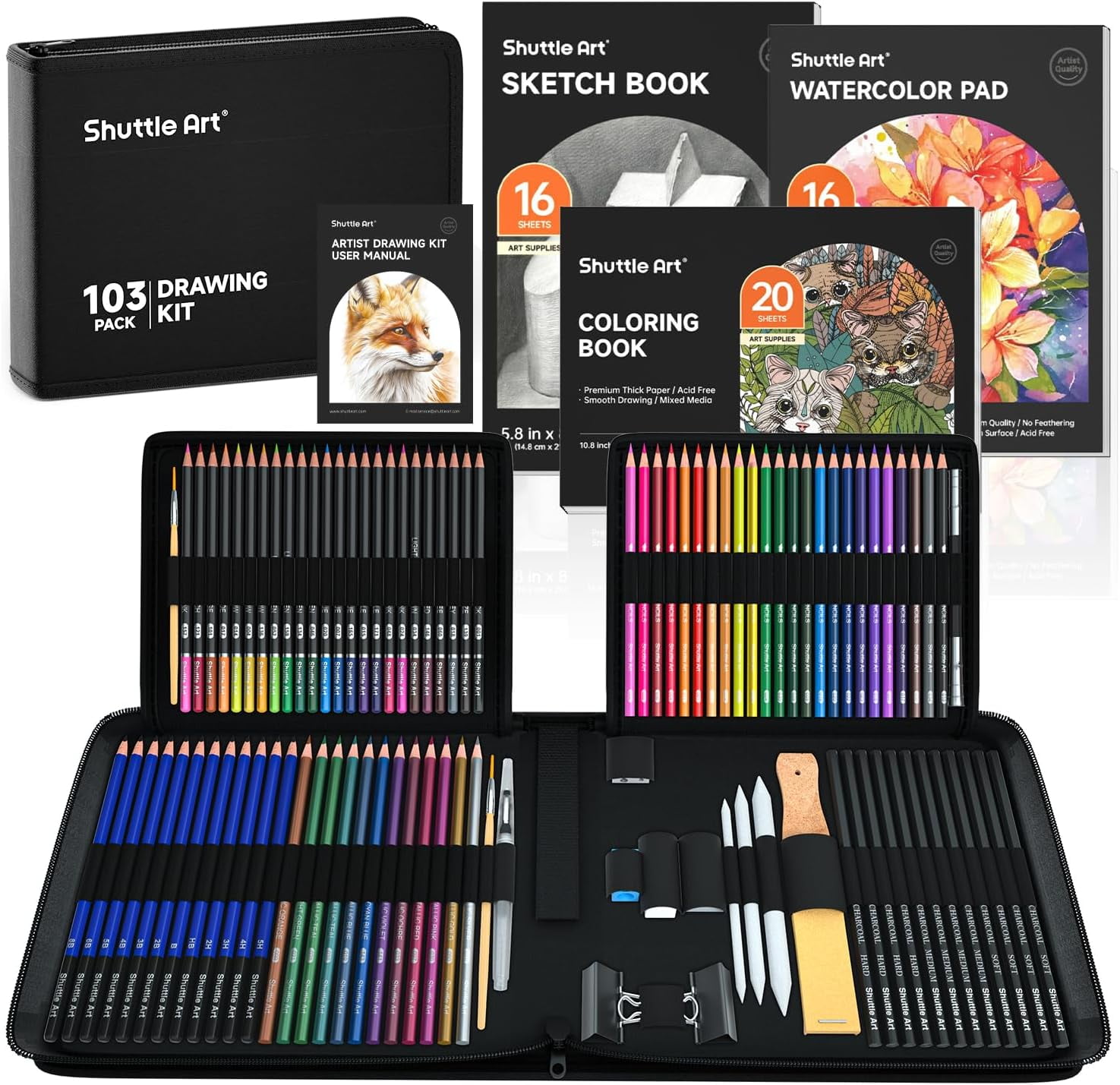 Shuttle Art 103 PCS Drawing Kit, Professional Drawing Supplies with ...