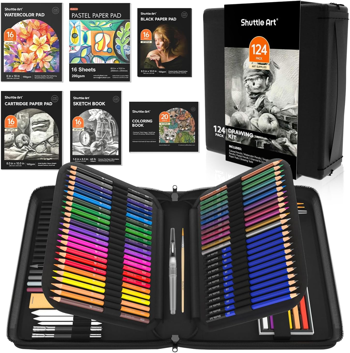 Shuttle Art 124 PCS Drawing Kit, Professional Drawing Supplies with ...
