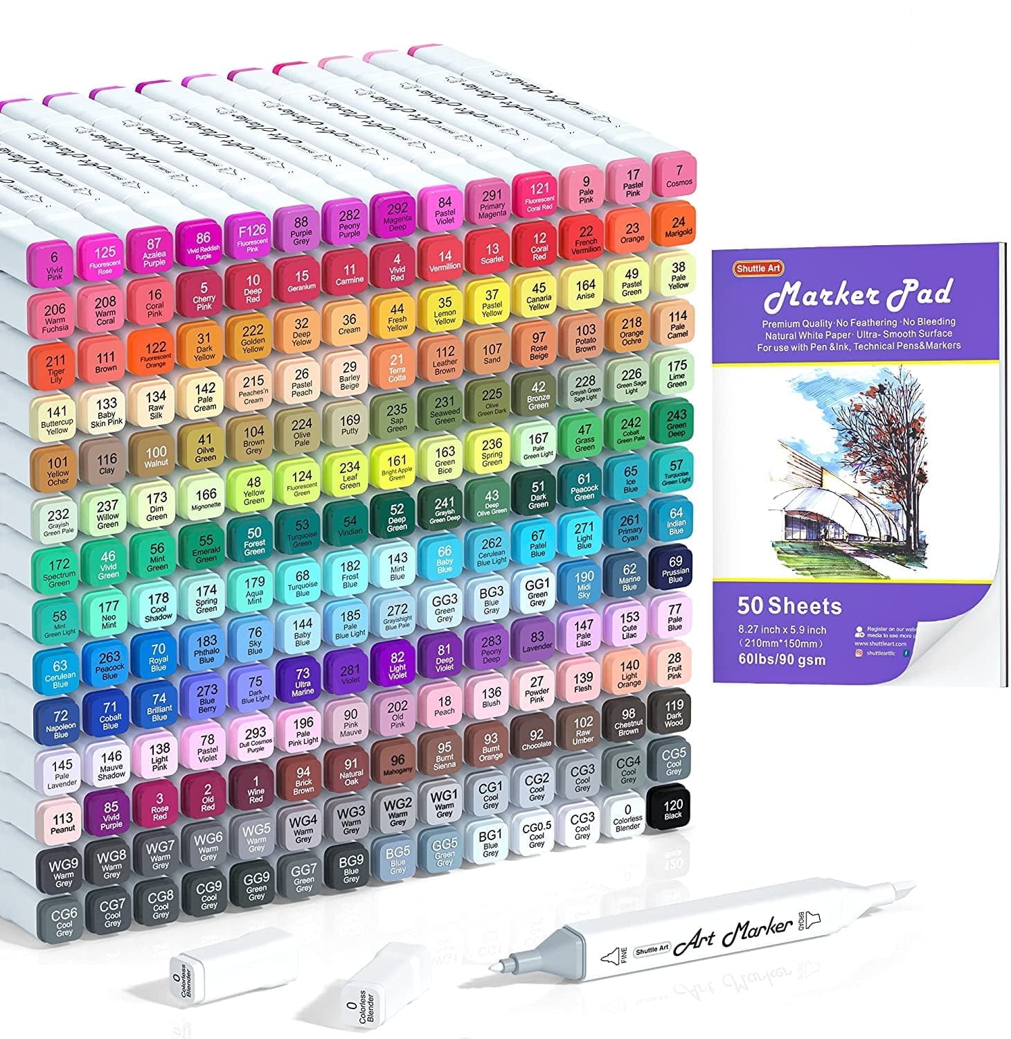 Shuttle Art 205 Colors Dual Tip Alcohol Art Markers, 204 Colors ...
