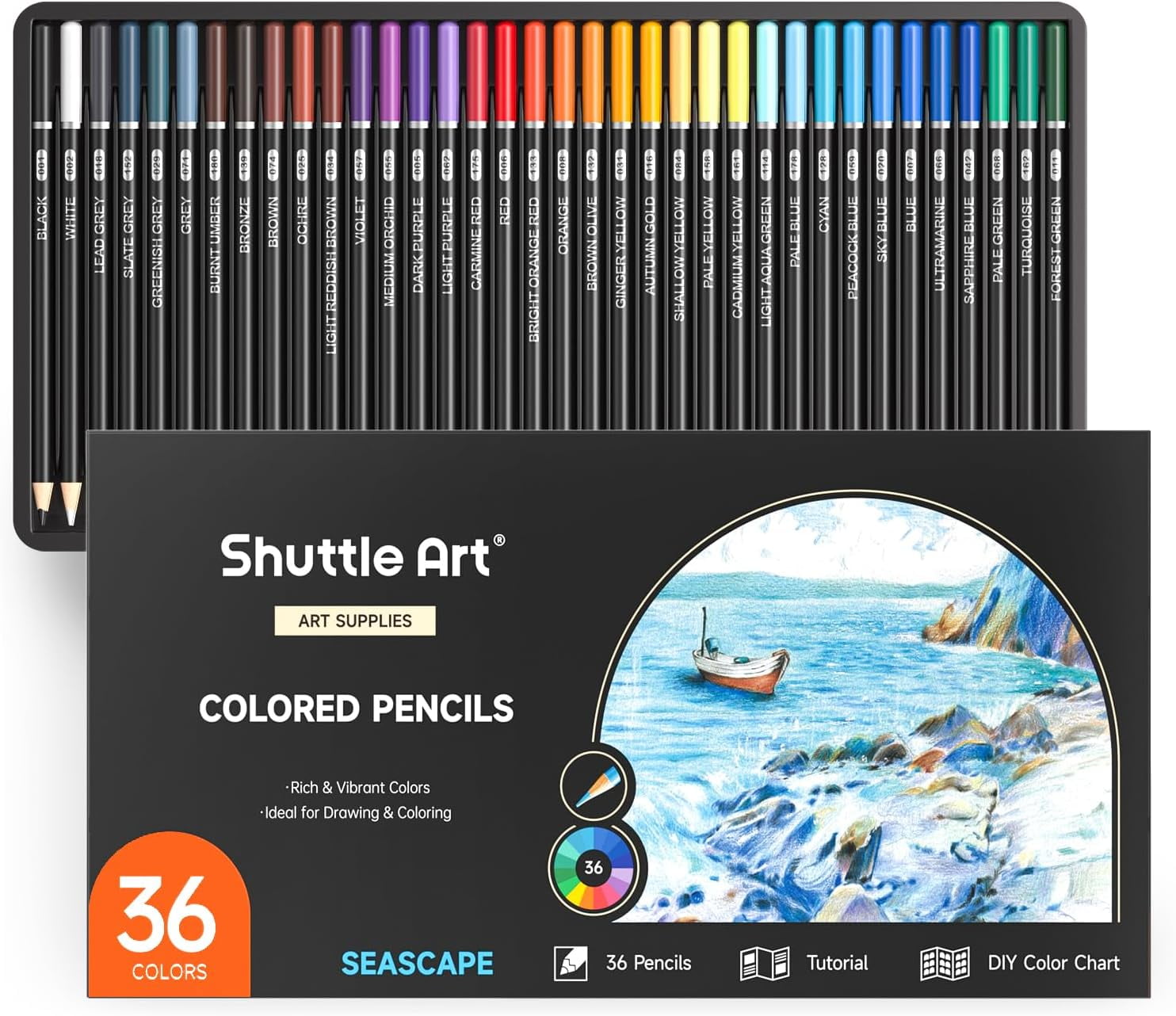 Shuttle Art 36 Colored Pencils, Seascape Themed Colored Pencils for ...