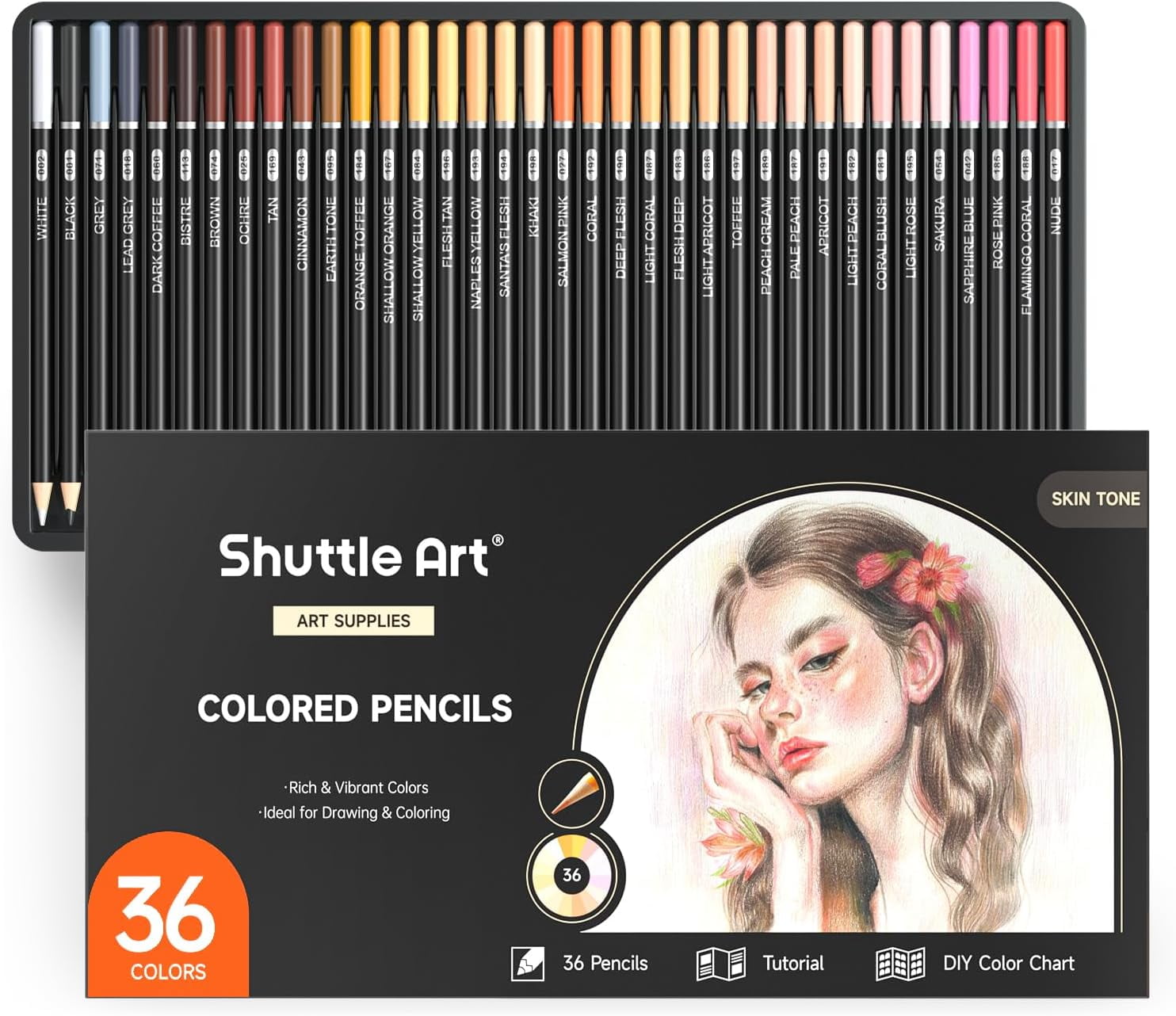 Shuttle Art 36 Skin Tone Colored Pencils, Colored Pencils for Adult ...